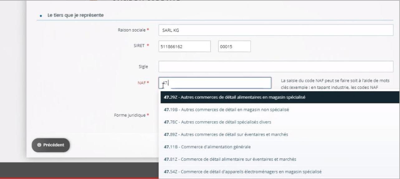 Comment dois-je saisir mon code NAF ? – Région Île de France